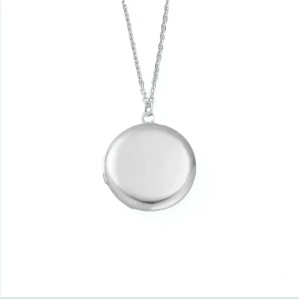 Relicario Circular Liso Plateado - Melviz