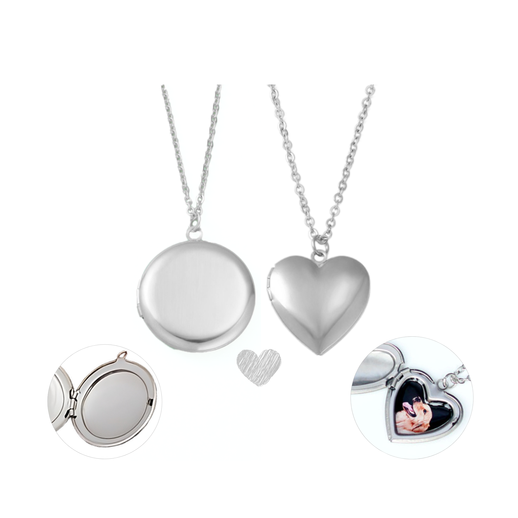 Dúo Relicarios Liso Plateados - Melviz