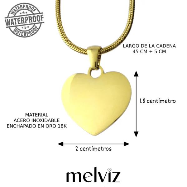 Collar Personalizado Corazón Dorado Cadena Cola de Ratón - Melviz