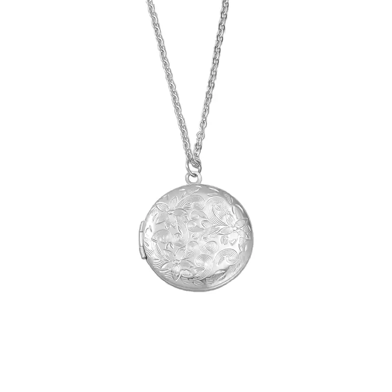 Relicario Circular Flora Plateado - Melviz